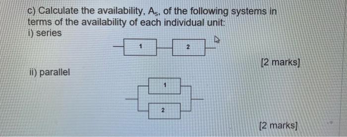 Solved c) Calculate the availability, As, of the following | Chegg.com