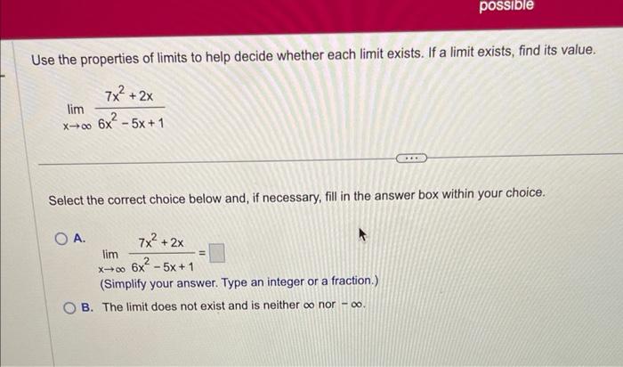 Solved Use the properties of limits to help decide whether | Chegg.com