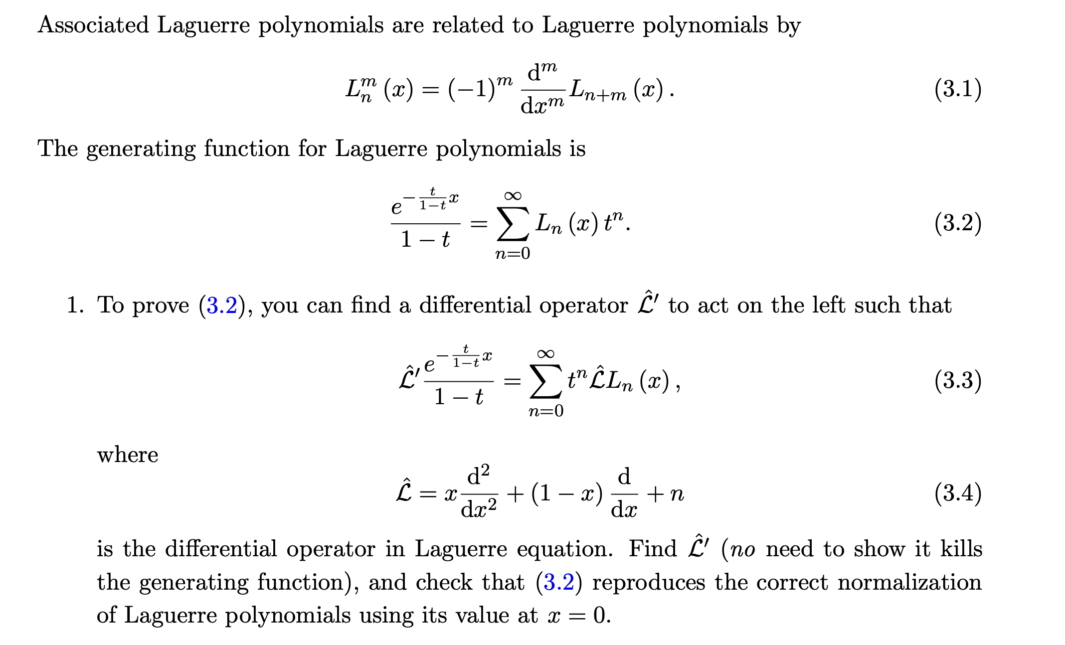 Solved Associated Laguerre polynomials are related to | Chegg.com