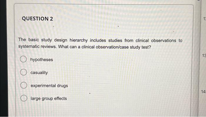 The basic study design hierarchy includes studies | Chegg.com