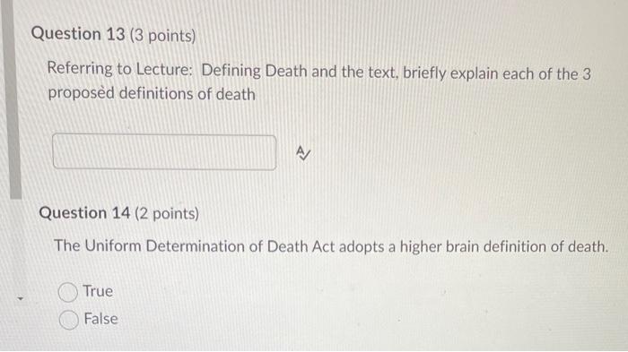 Solved Referring to Lecture: Defining Death and the text, | Chegg.com