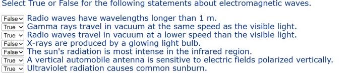 Solved Select True or False for the following statements | Chegg.com