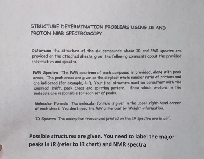 Solved STRUCTURE DETERMINATION PROBLEMS USING IR AND PROTON | Chegg.com