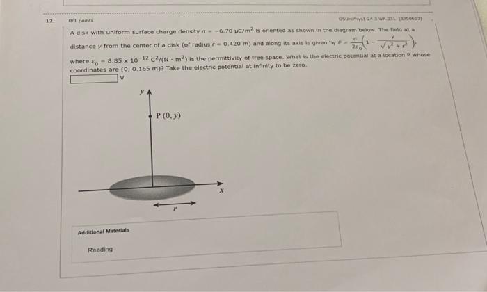 Solved A disk with uniform surface charge density | Chegg.com