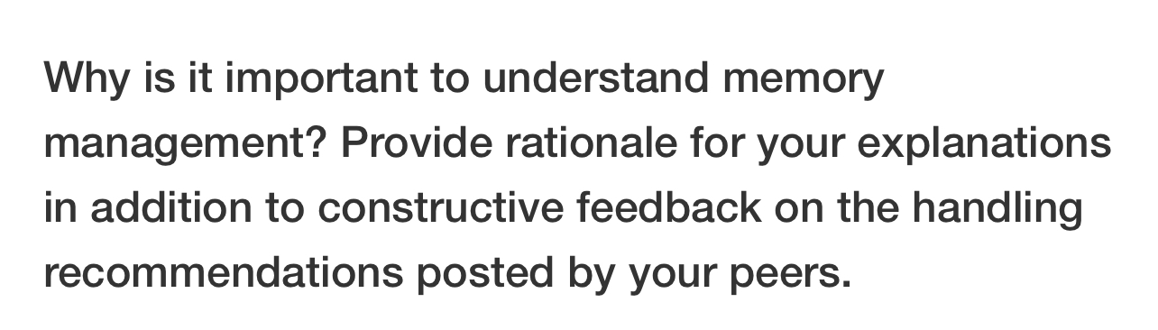 Solved Why is it important to understand memory management? | Chegg.com