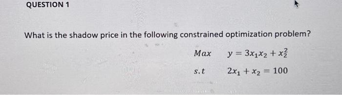 Solved What is the shadow price in the following constrained | Chegg.com