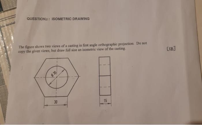 Solved The figure shows two views of a casting in first | Chegg.com