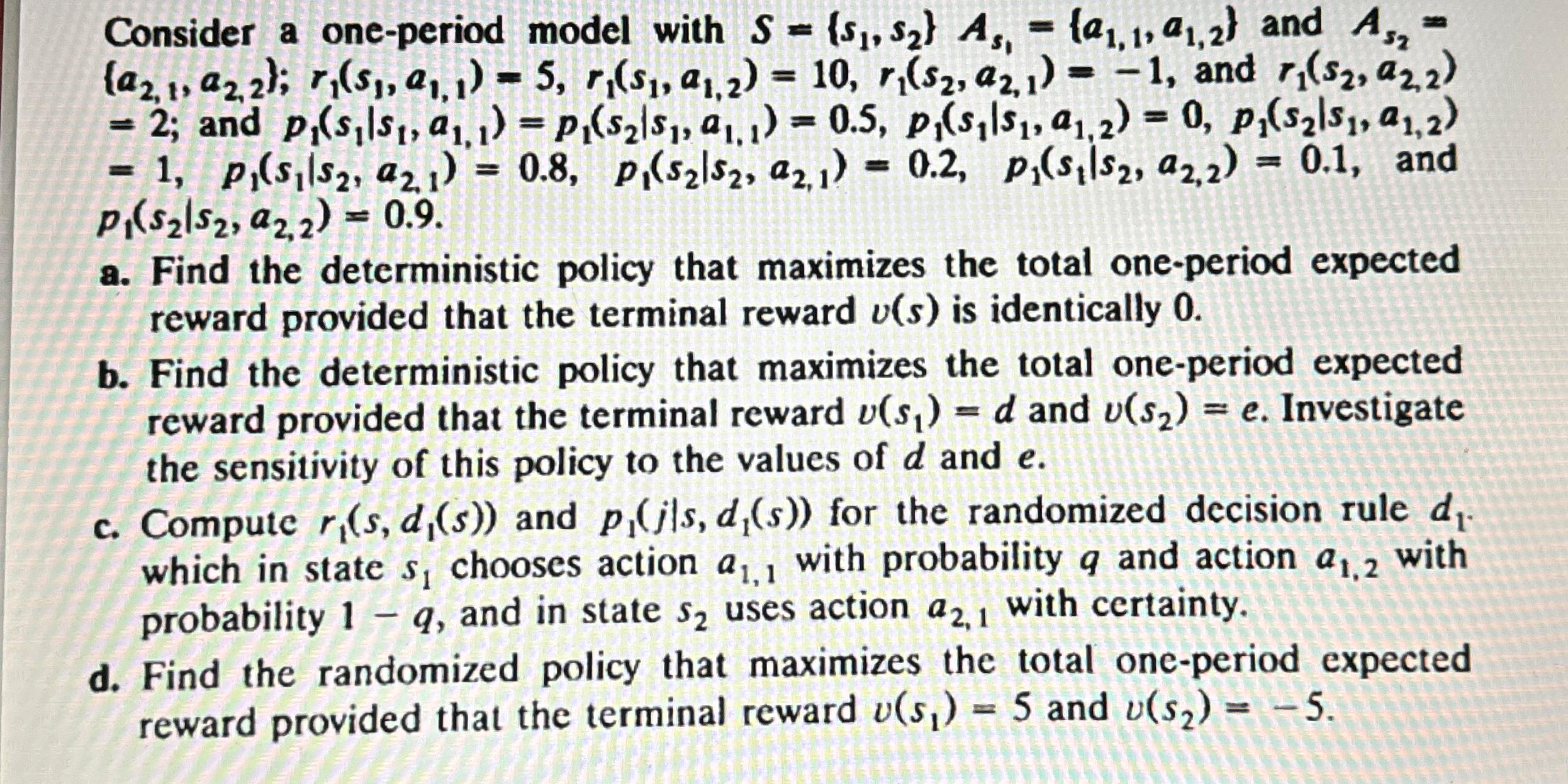 Solved Consider a one-period model with | Chegg.com