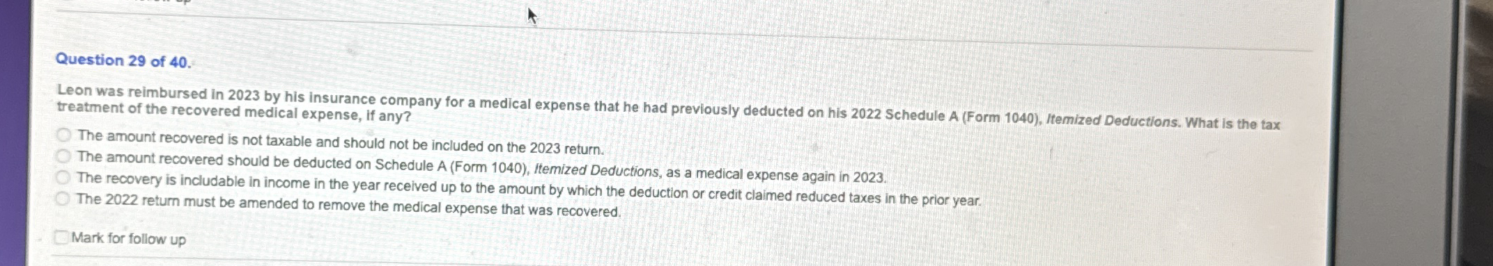 Solved Question 29 ﻿of 40.Leon was reimbursed in 2023 ﻿by | Chegg.com