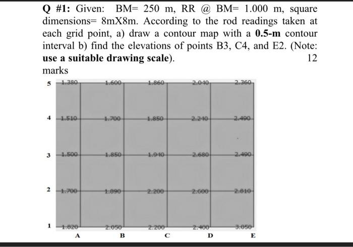 Solved Q \#1: Given: BM=250 m,RR@BM=1.000 m, square | Chegg.com