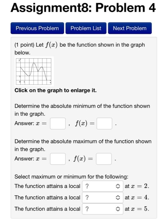 Solved Assignment8: Problem 4 (1 point) Let f(x) be the | Chegg.com