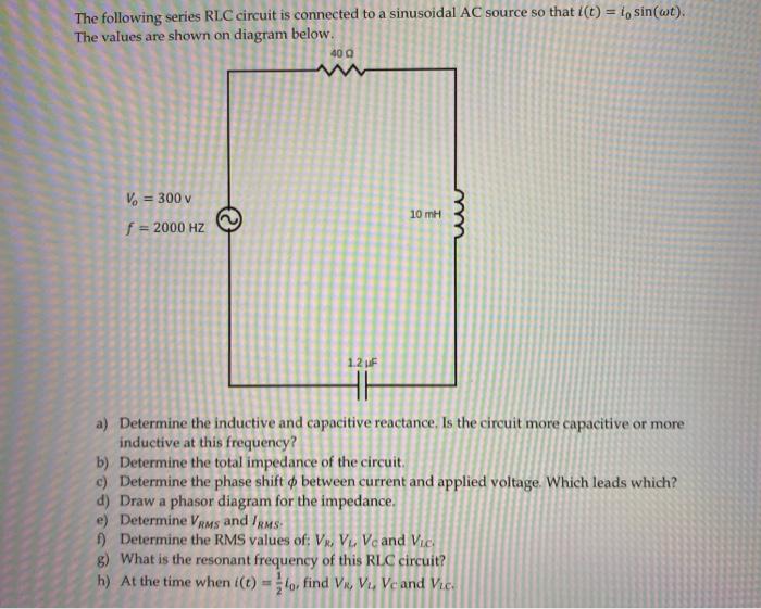Solved The following series RLC circuit is connected to a | Chegg.com
