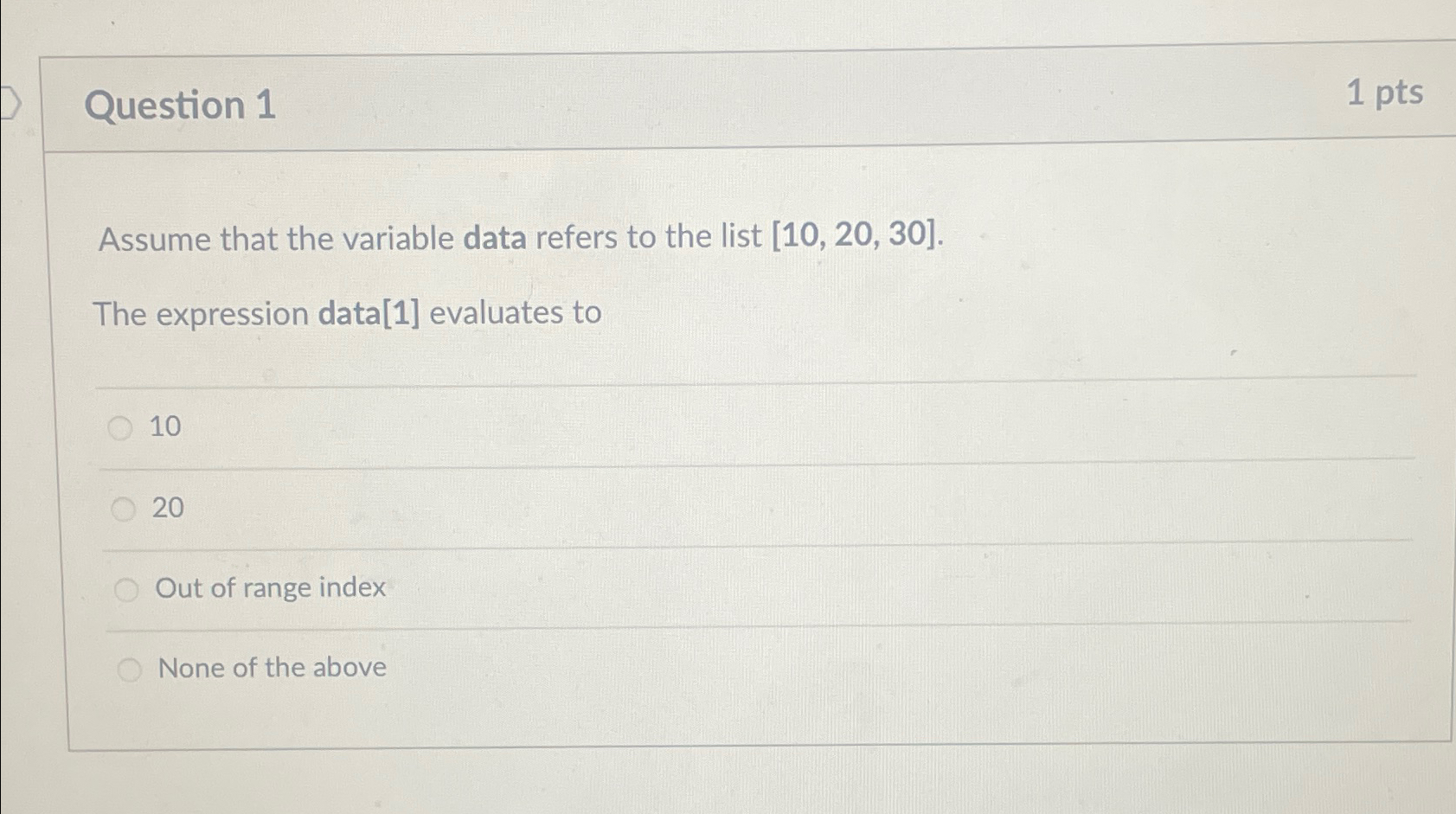 Solved Question 11ptsAssume that the variable data refers to | Chegg.com