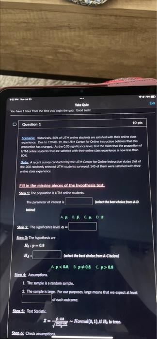 6:02 PM Sun Jul 23 Take Quiz You have 1 hour from the | Chegg.com