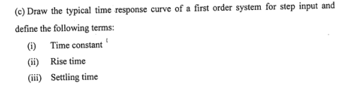 Solved (c) ﻿Draw the typical time response curve of a first | Chegg.com