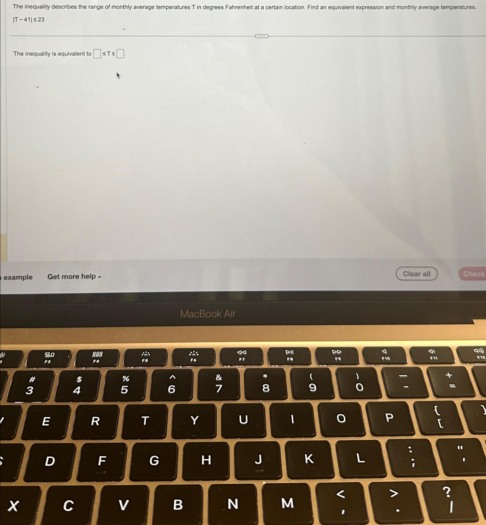 Solved |T-41|≤23The inequality is equivalent to ≤T≤example | Chegg.com