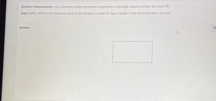 Solved Random Phenomenon: Use a random number generator to | Chegg.com