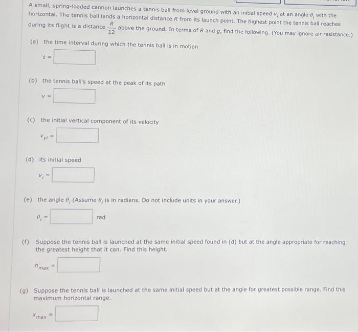 Solved A small, spring-loaded cannon launches a tennis ball | Chegg.com