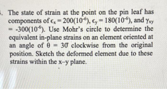 Solved The state of strain at the point on the pin leaf has | Chegg.com