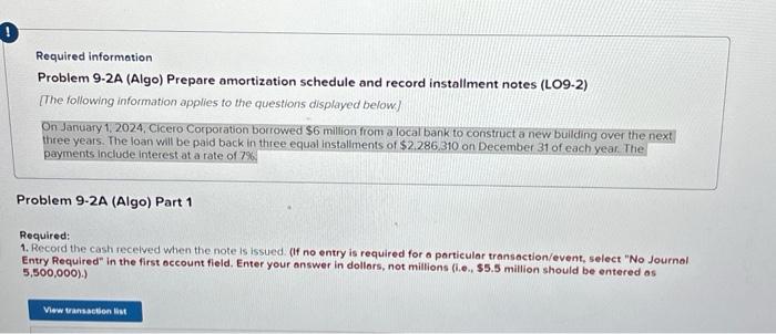 Solved Required information Problem 9-2A (Algo) Prepare | Chegg.com