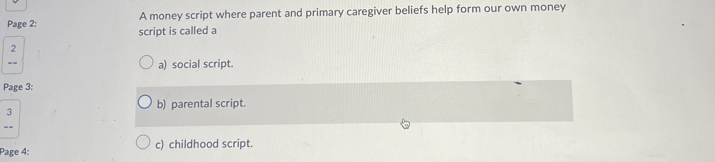 Solved Page 4:A money script where parent and primary | Chegg.com