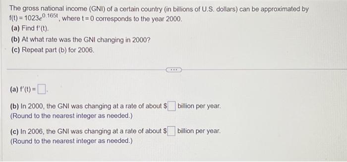 Solved The gross national income (GNI) of a certain country | Chegg.com