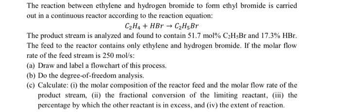 Solved The reaction between ethylene and hydrogen bromide to | Chegg.com