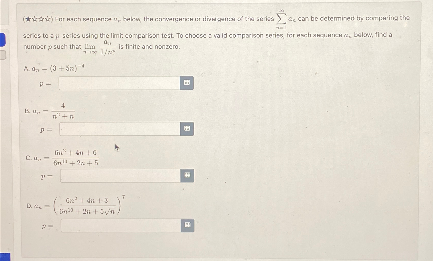 Solved (***ℏ~~) ﻿For each sequence an ﻿below, the | Chegg.com