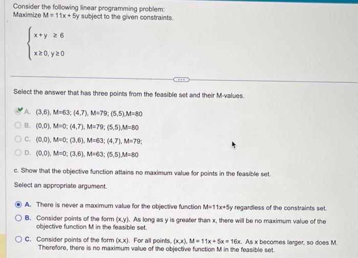 Consider the following linear programming problem: | Chegg.com