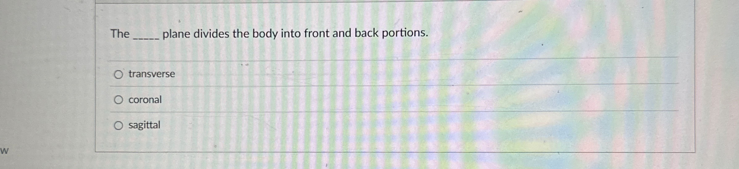 Solved Theplane divides the body into front and back | Chegg.com