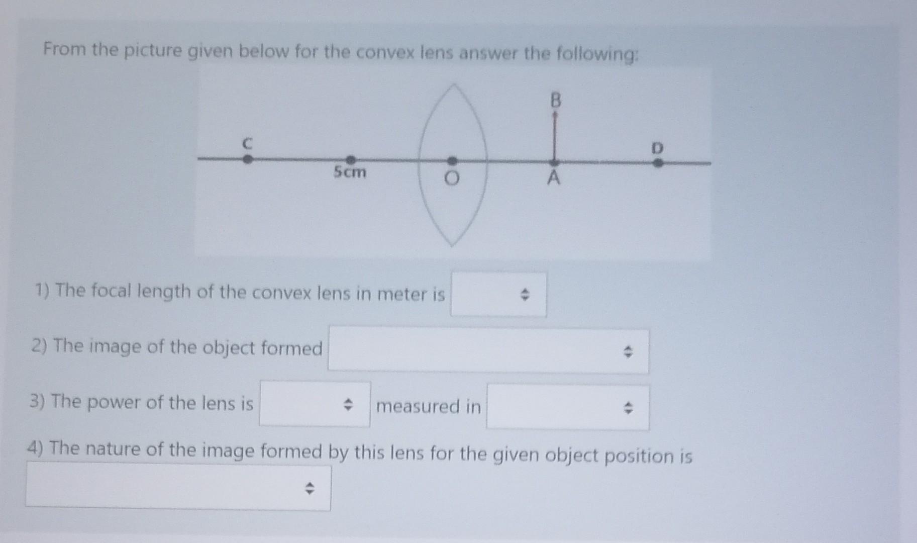 Solved From the picture given below for the convex lens | Chegg.com