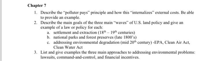Solved Chapter 7 1. Describe the "polluter pays" principle | Chegg.com