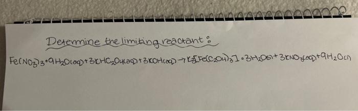 Solved Determine the limiting reactant: | Chegg.com