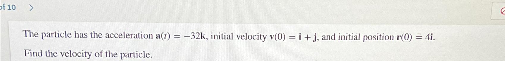 Solved The particle has the acceleration a(t)=-32k, ﻿initial | Chegg.com