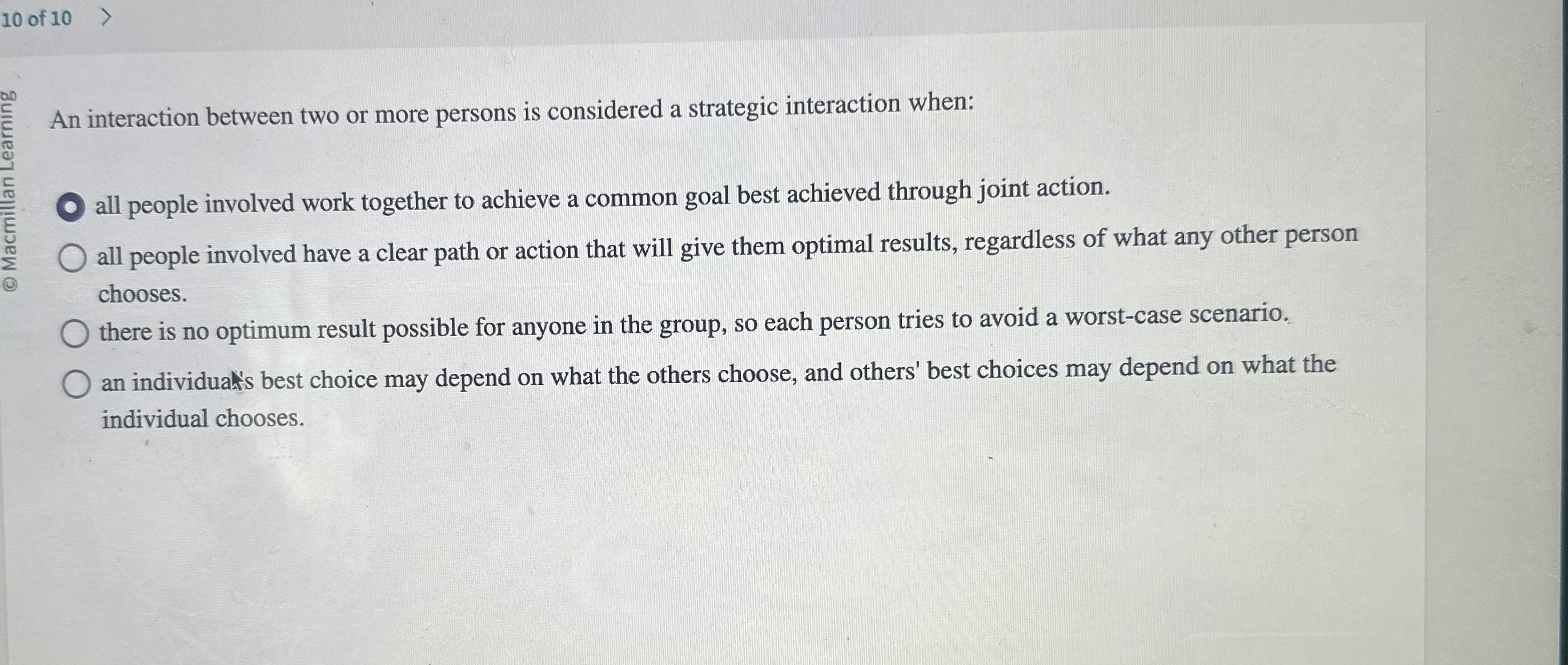 Solved An interaction between two or more persons is | Chegg.com