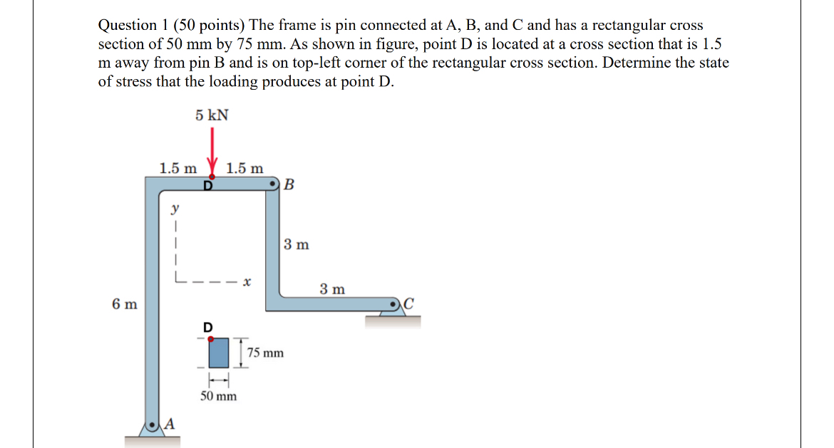 Solved Question 1 (50 ﻿points) ﻿The frame is pin connected | Chegg.com