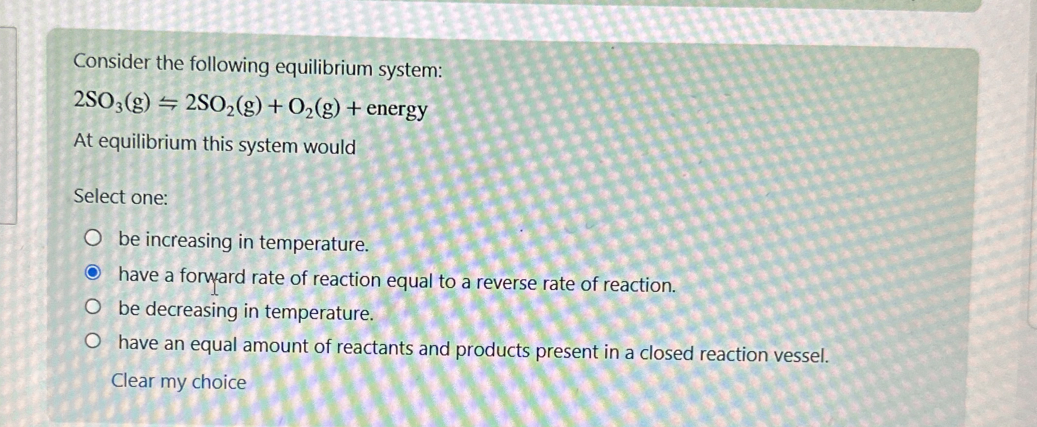 Solved Consider the following equilibrium | Chegg.com