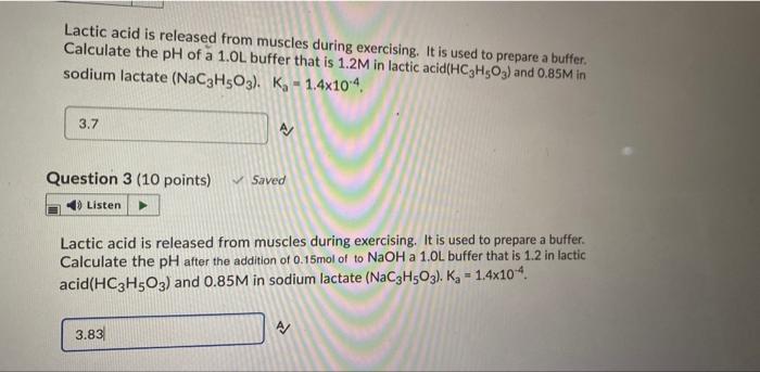 Solved Lactic acid is released from muscles during | Chegg.com
