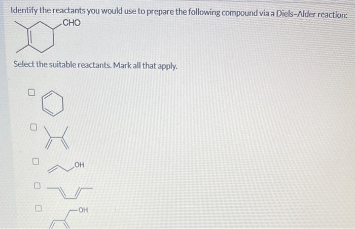 Solved Identify the reactants you would use to prepare the | Chegg.com