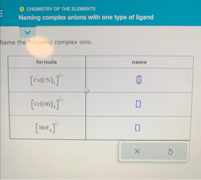 Solved Name the following complex ions. | Chegg.com