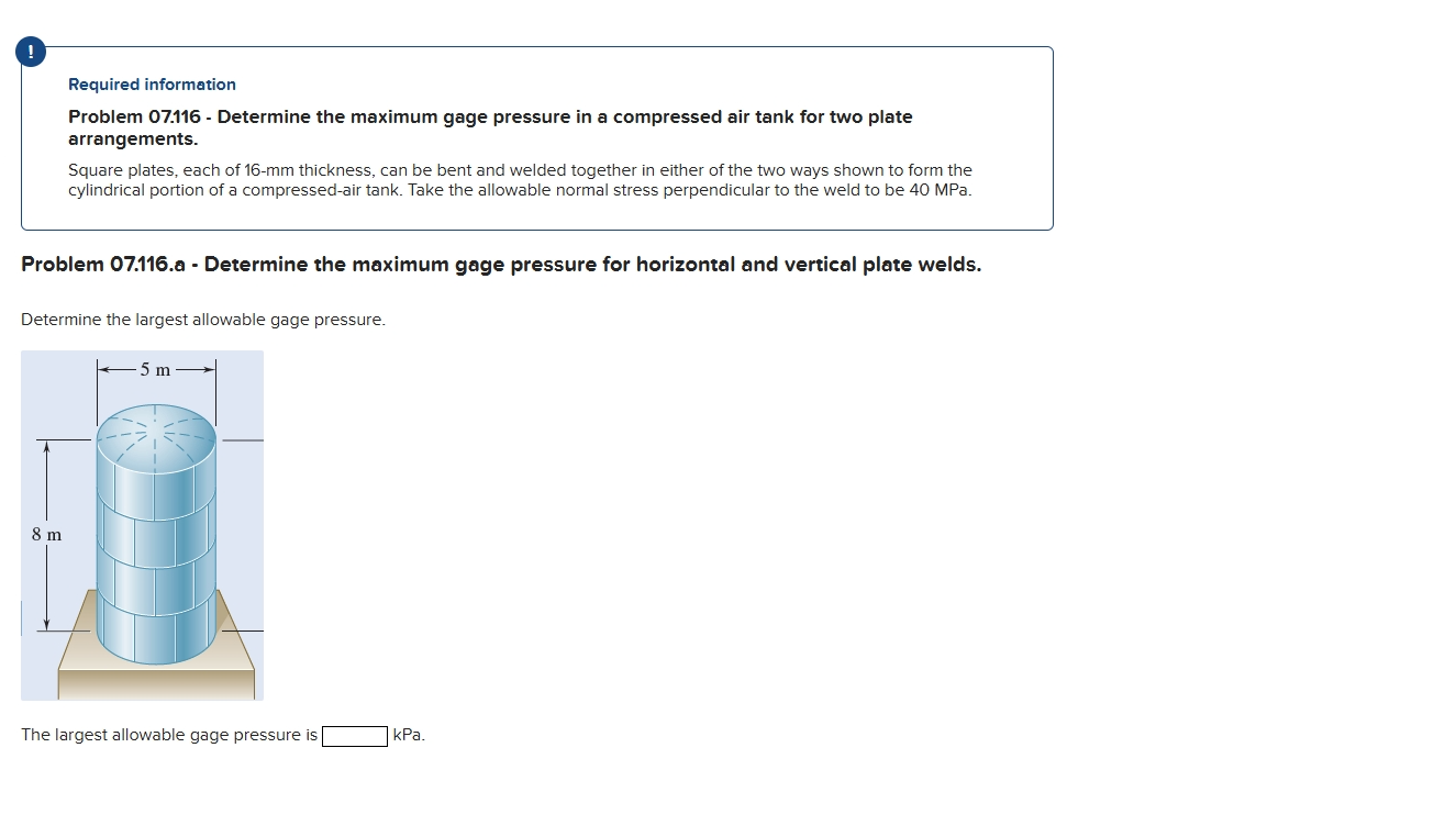 Solved Problem 07.116.a - Determine the maximum gage | Chegg.com