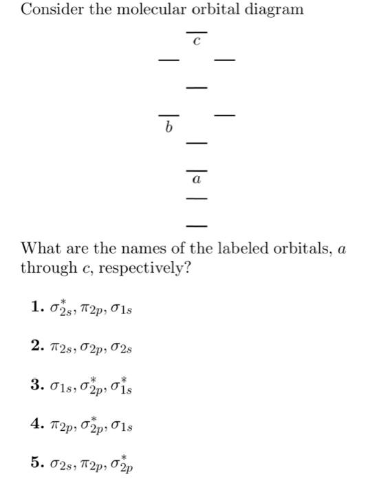 Solved Consider The Molecular Orbital Diagram What Are The