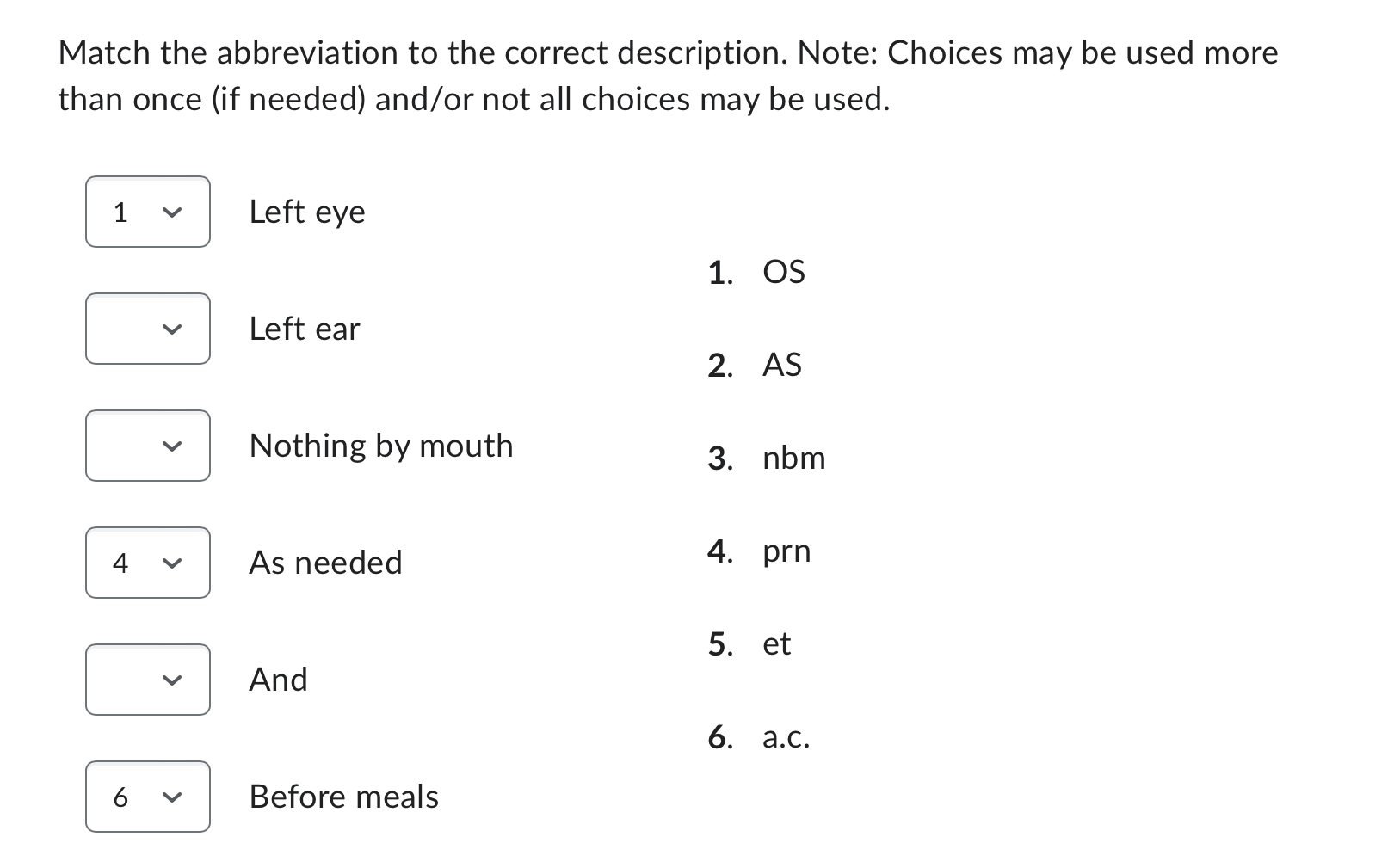 Solved Match the abbreviation to the correct description. | Chegg.com