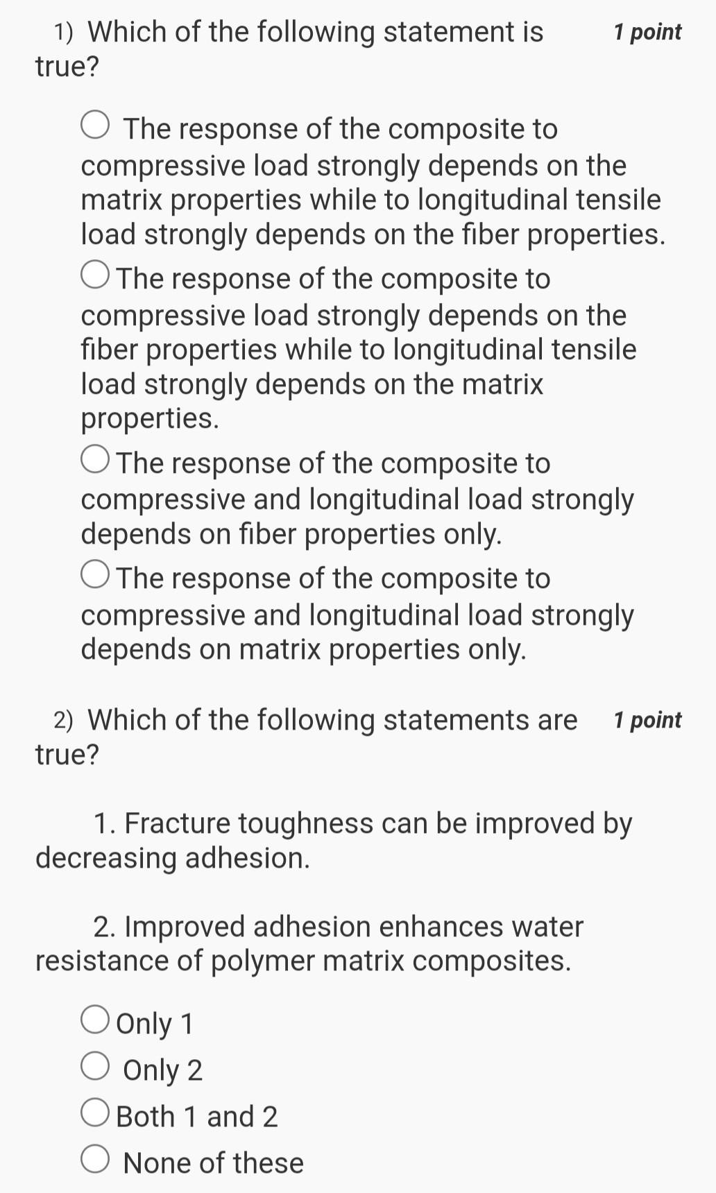 1) Which of the following statement is 1 point true? | Chegg.com