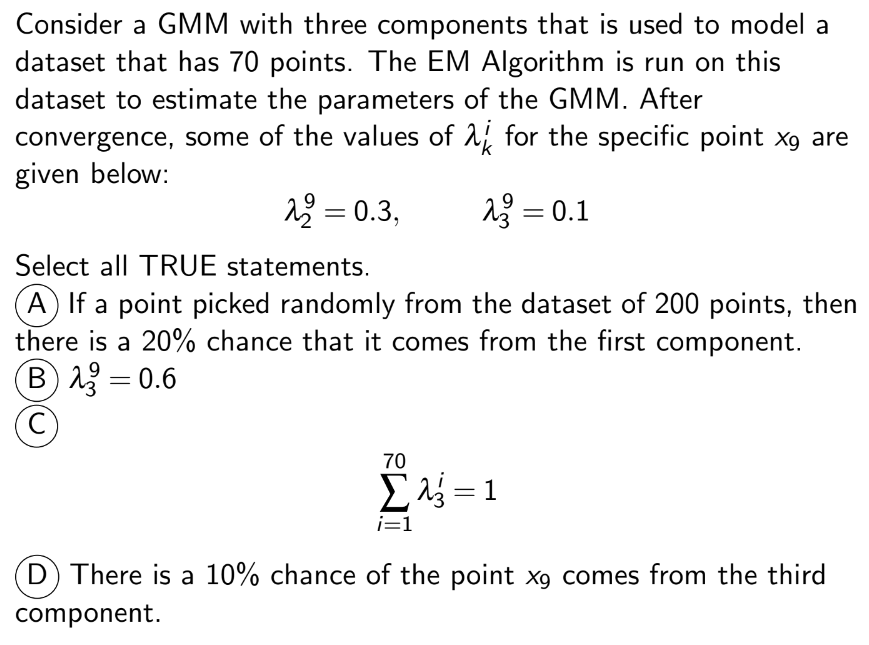 Solved Consider a GMM with three components that is used to | Chegg.com