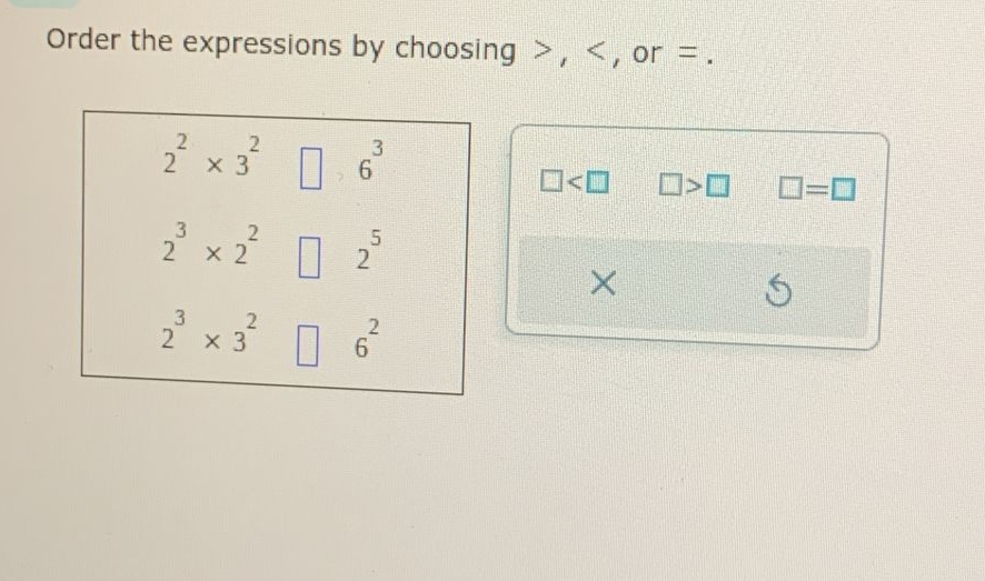 Solved Order the expressions by choosing >,