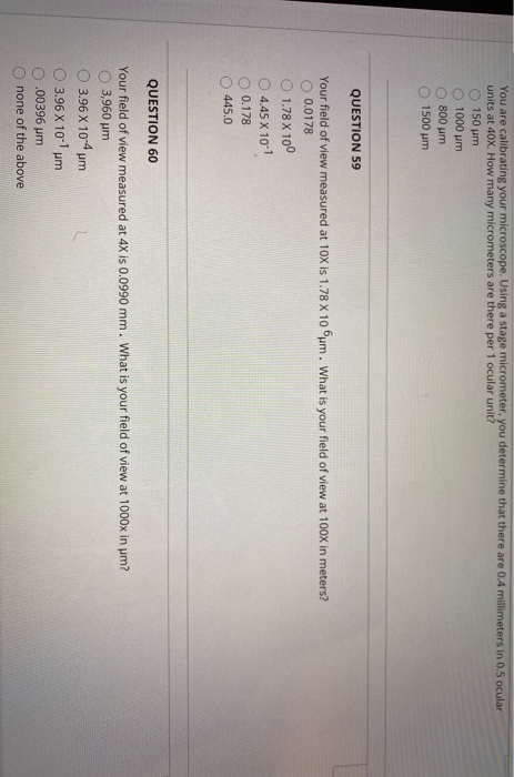 Solved You are calibrating your microscope. Using a stage | Chegg.com