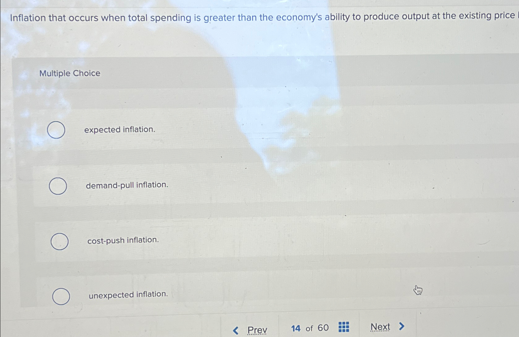 Solved Inflation that occurs when total spending is greater | Chegg.com