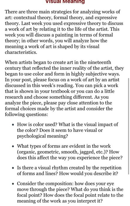 Solved Visual Meaning There are three main strategies for | Chegg.com