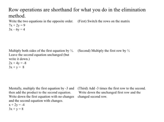 Solved Row operations are shorthand for what you do in the | Chegg.com